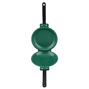 Double Side Pan, Haofy Double Side Pancake Griddle Molds Non-stick Ceramic Coating Flip Frying Pan Pancake Maker Household Kitchen Cookware (Green)
