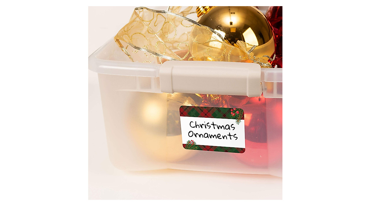 Festive Avery Plaid Name Tags for Holiday Events