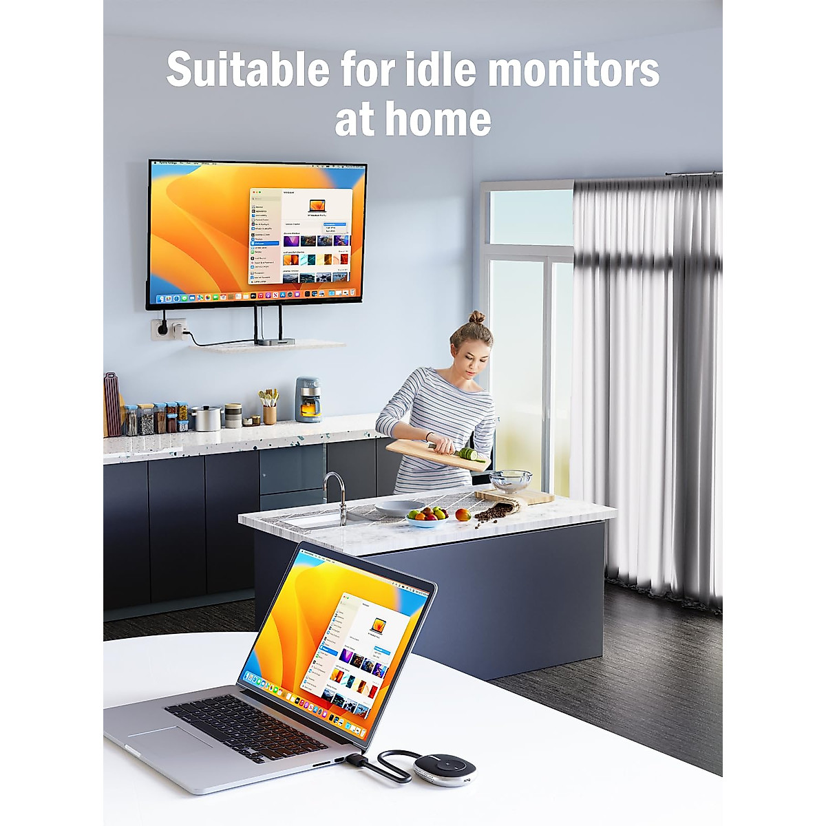 Wireless USB Transmitter and Receiver Kit, Lemorele Wireless USB Extender Transmitter, Wireless HDMI Kit Suitable for Streaming, Compatible with Windows7,8,10/MacOS10.15 and Above