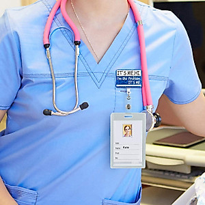 Problem Badge Reel Retractable with ID Clip Funny Joke Humor Name Badge Clip RN CNA Nurse Office Worker Teacher Studen Acrylic Badge Accessories