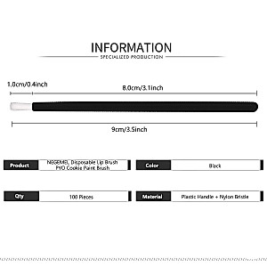 100 Pcs Disposable Makeup Lip Brushes PYO Cookie Paint Brushes Nail Polish Brushes Cosmetic Lip Brush Wands mini paint brushes for cookies (Black)