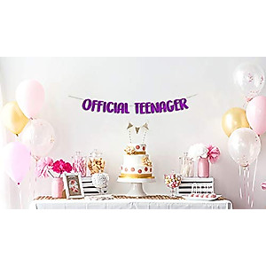 Official Teenager Purple Glitter Banner - 13th Birthday Party Decorations Gifts and Supplies