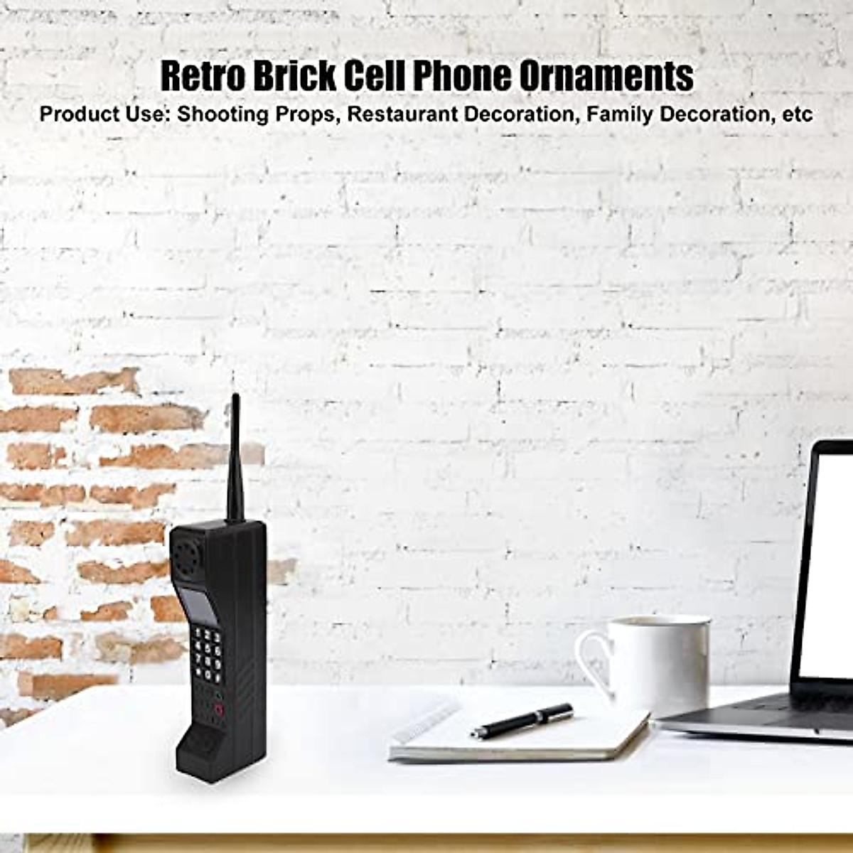 Old Fashioned Brick Mobile Phone Model, Retro Brick Cell Phone Ornament Vintage Cellular Phone Model Simulation Photographic Props Stylized Ornaments，for Family Decoration Photographic Prop(Black)