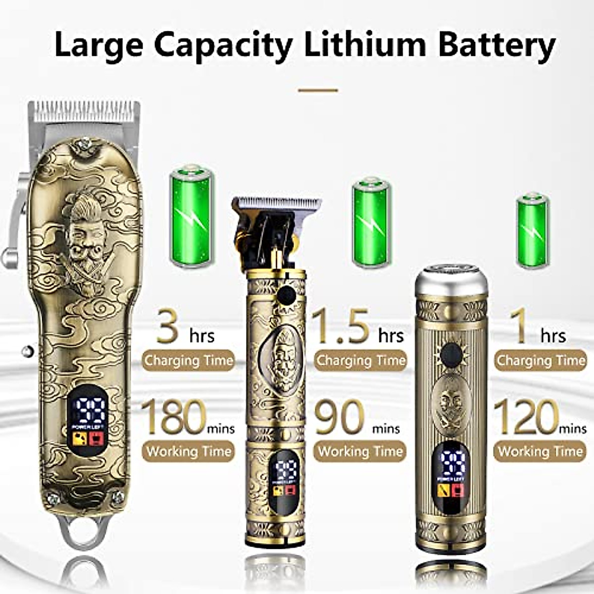 Soonsell Hair Clippers for Man T-Blade Trimmer Nose Hair Trimmer Set,Man Professional Cordless Barber Clippers Set Blade Close Cutting Beard Trimmer Trimmer ，Nose Hair Trimmer LCD Display(Bronze