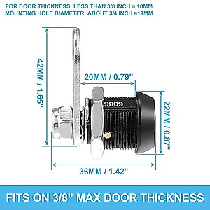 X AUTOHAUX 4 Sets 5/8" Zinc Alloy RV Storage Locks Cabinet Lock with Keys Cannular Cam Lock Offset Drawer Lock Black Fits on 3/8" Max Door Thickness