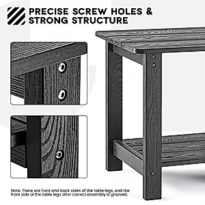 Leteuke Outdoor Side Table, Weather Resistant Outdoor Side Tables for Patio, Poly Lumber Adirondack Table, Rectangular Double Tier End Table for Backyard, Pool, Lawn, Beach, Indoor, Gray