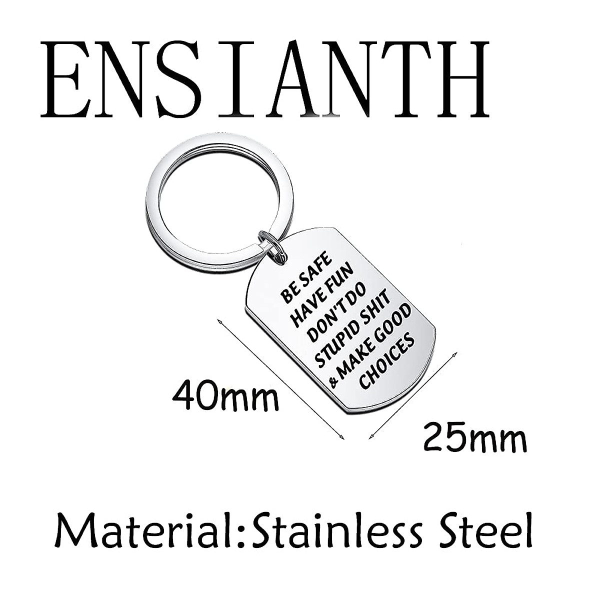 New Driver Keychain Be Safe Have Fun Don’t Do Stupid Shit Make Good Choices Long Distance Gift Go Away to College Gift (Do Stupid Shit)