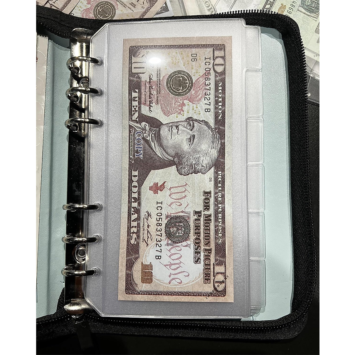 UMSICHT 12PCS A6 Binder Pockets with No Zippers, Zipless Budget Envelopes with Index Bits Design, A6 Binder Pouch for 6 Ring Binder, Money Folder Organizer,Clear PVC Savings Challenges Envelopes,12PCS