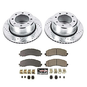 Power Stop K8641 Z23 Rear Brake Kit-Drilled/Slotted Brake Rotors & Carbon Ceramic Brake Pads For Ram 2500 2019-2022 [Model Specific]