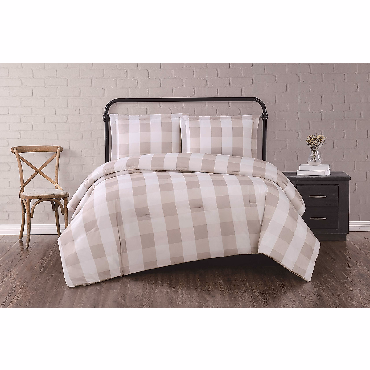 Truly Soft Everyday - King Duvet + Sham Set - Buffalo Plaid Collection - Khaki (DCS2093KHKG-00)