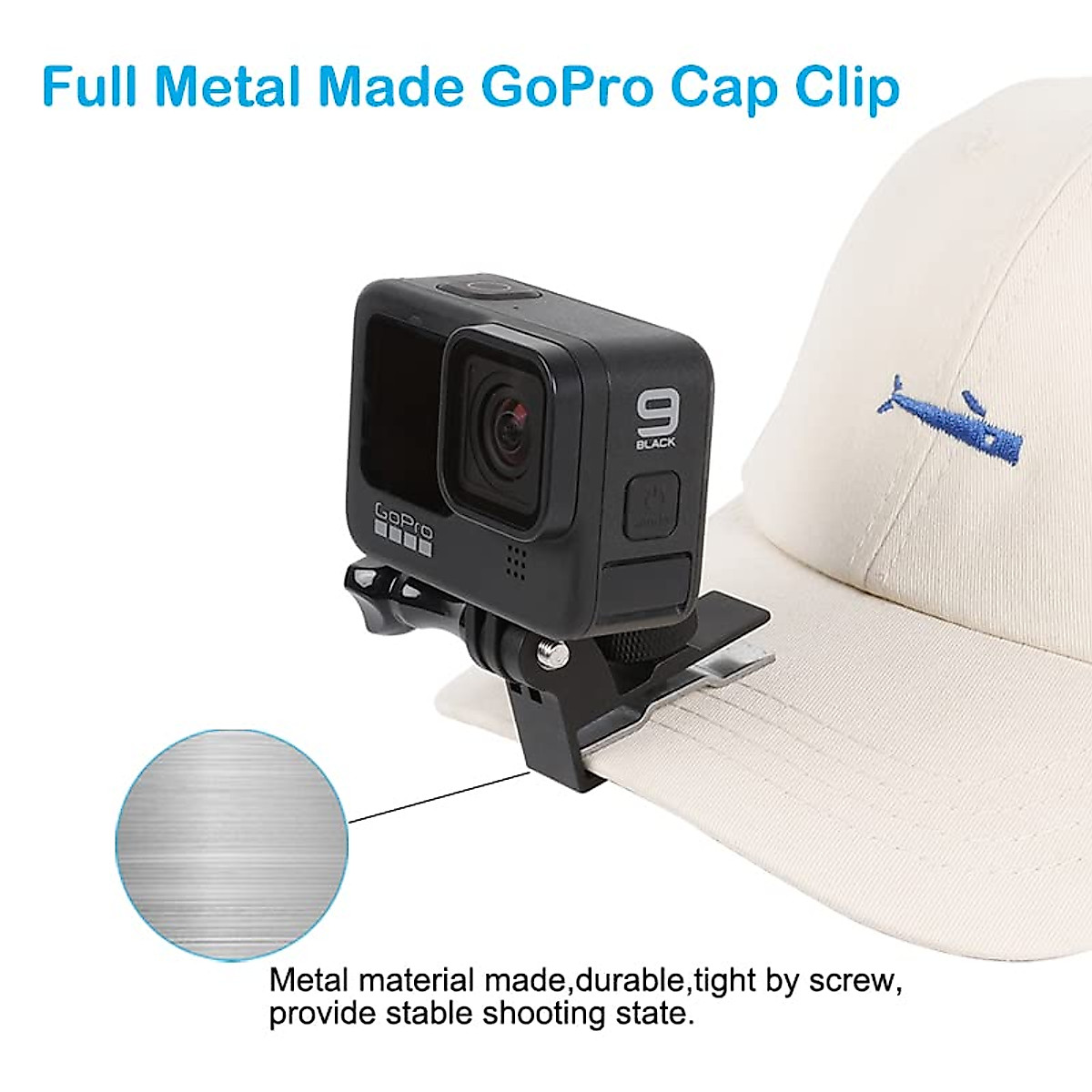 PellKing Baseball Cap Metal Clip Mount Baseball Cap Clamp Quick Release Mount Compatible with GoPro Hero 10 9 8 7 6 5 Black,DJI Osmo Action 2,AKASO and Most Action Cameras