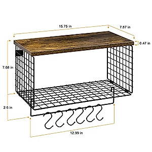 OYEAL Bathroom Towel Rack with Tower Bars, Towel Holder Wall Mounted Farmhouse Bathroom Shelf for Bathroom, Bedroom, Living Room, Laundry Room,6 Hooks