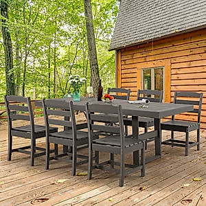 Erinnyees HDPE 7 Piece Patio Dining Set, Garden Furniture Set-6 Patio Dining Chairs and 1 Rectangle Dining Table, Patio Furniture Sets Made of HDPE Material for Backyard, Porch, Lawn and Garden,Gray