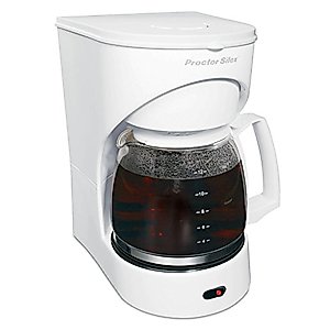 Proctor Silex 12-Cup Coffee Maker, Works with Smart Plugs That Are Compatible with Alexa, Auto Pause and Serve, White (43501PS)