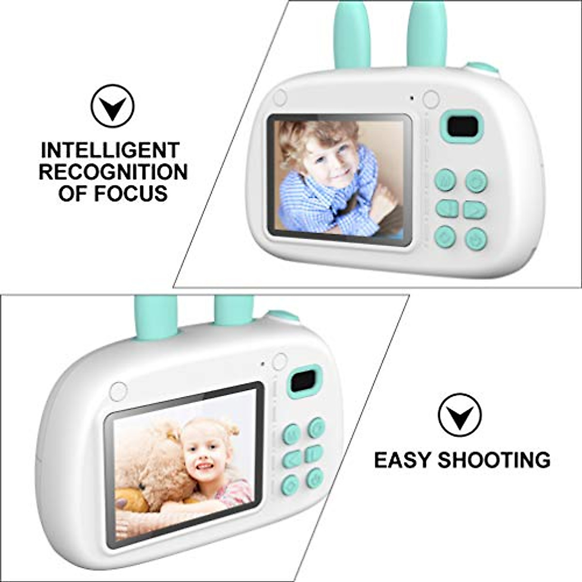 SOLUSTRE Kids Toys Rabbit Shaped Kid Camera 1080P Children Digital Camera 2.4 inch Screen Dual Lens Video Recorder Gift for Kids Green Toddler Toys