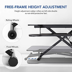 FLEXISPOT 31 inch Standing Desk Converter | Height Adjustable Stand Up Desk Riser, Black Home Office Desk Laptop Workstation with Removable Keyboard Tray (M18M)