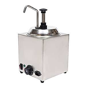 Cheese Dispenser,2.6Qt Hot Fudge Caramel Warmer,Electric Cheese Warmer with Heated Pump,800W Hot Fudge Warmer,Stainless Steel Hot Cheese Dispenser