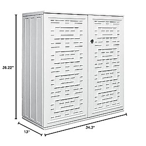 ADDOK 60-Gallon Storage Cabinet Light Weight Resin Indoor/Outdoor Storage Unit for Patio, Garden, Veranda with 1 Laminate Shelves (Ivory White)