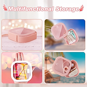 Inovat Hair Tie Organizer, 6 Pcs Small Portable Hair Tie Storage Holder Qtip Dispenser for Hair Tie Accessories, Small Items Holder Containers for Home Office Outdoor Travel Organizer, Pink&White