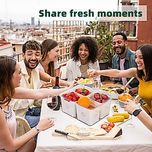Fruit Storage Containers for Fridge with Lids & Handle, Airtight Fruit Organizer for Refrigerator with 4 Removable Colanders Stackable Fresh Produce Containers for Fridge for Vegetables(White)