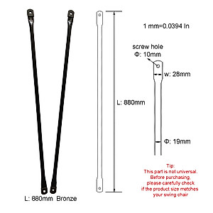 Timyrimy 88cm/34.6inch Garden Swing Replacement Rods, Bronze Metal Round Rods for Hanging Swing Seat to Frame (2PCS/CTN)