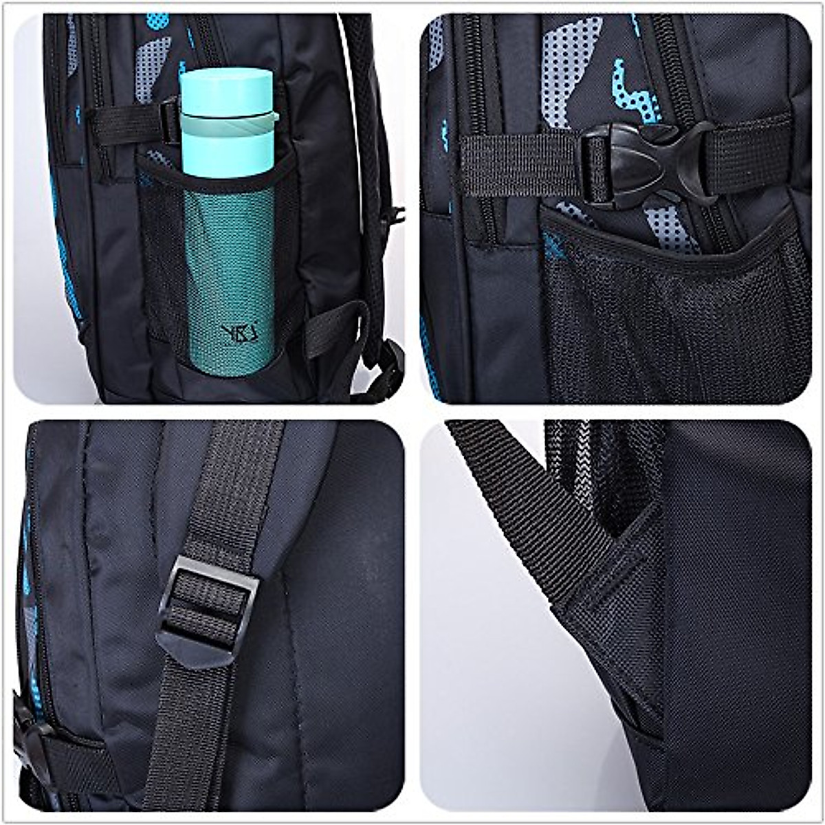 AM SeaBlue Backpack Boys Elementary School Bookbag Durable Heavy Duty Student Teenage Sturdy Kids Travel Waterproof Big (Black) Large