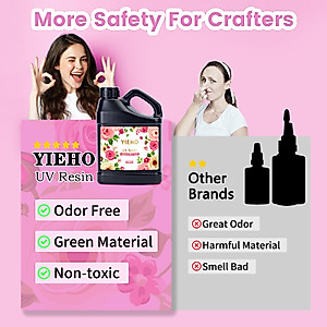 YIEHO UV Resin 1000g -Bulk Upgraded Crystal Clear Hard UV Fast Curing Epoxy Resin Supplies for Craft Jewelry Making 1KG