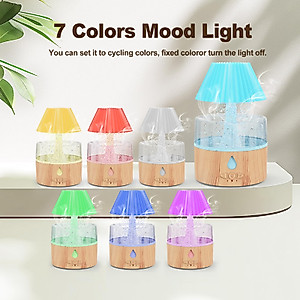 Cloud Humidifiers 260ML Water Drip Umbrella Humidifiers, 7 Colors Mood Light Air Humidifier White Noise Raindrop Humidifiers for Bedroom
