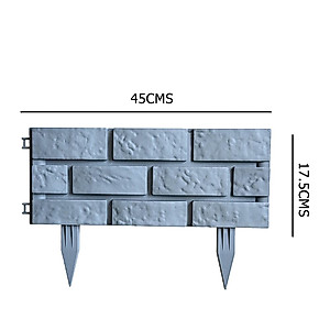 Ram® 8 X Grey Brick Effect Garden Lawn Edging Grey Lawn Border Stone Effect 5M METRE