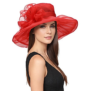 Zando Kentucky Derby Hats for Women 2024 Church Hats for Women Elegant Organza Victorian Hat Fancy Tea Party Hats Wedding Fascinators Hats for Women Fashionable Derby Hat for Women Black Hat