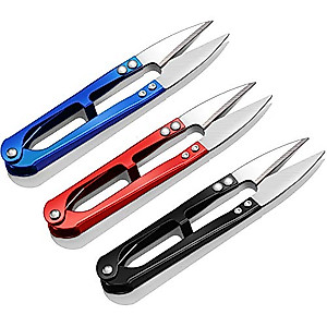 3 Pieces Sewing Scissors 4.7 Inch U Shape Yarn Thread Cutter Embroidery Small Snips Clippers Trimming Nipper for Sewing Stitch DIY Crafts Supplies, Random Color