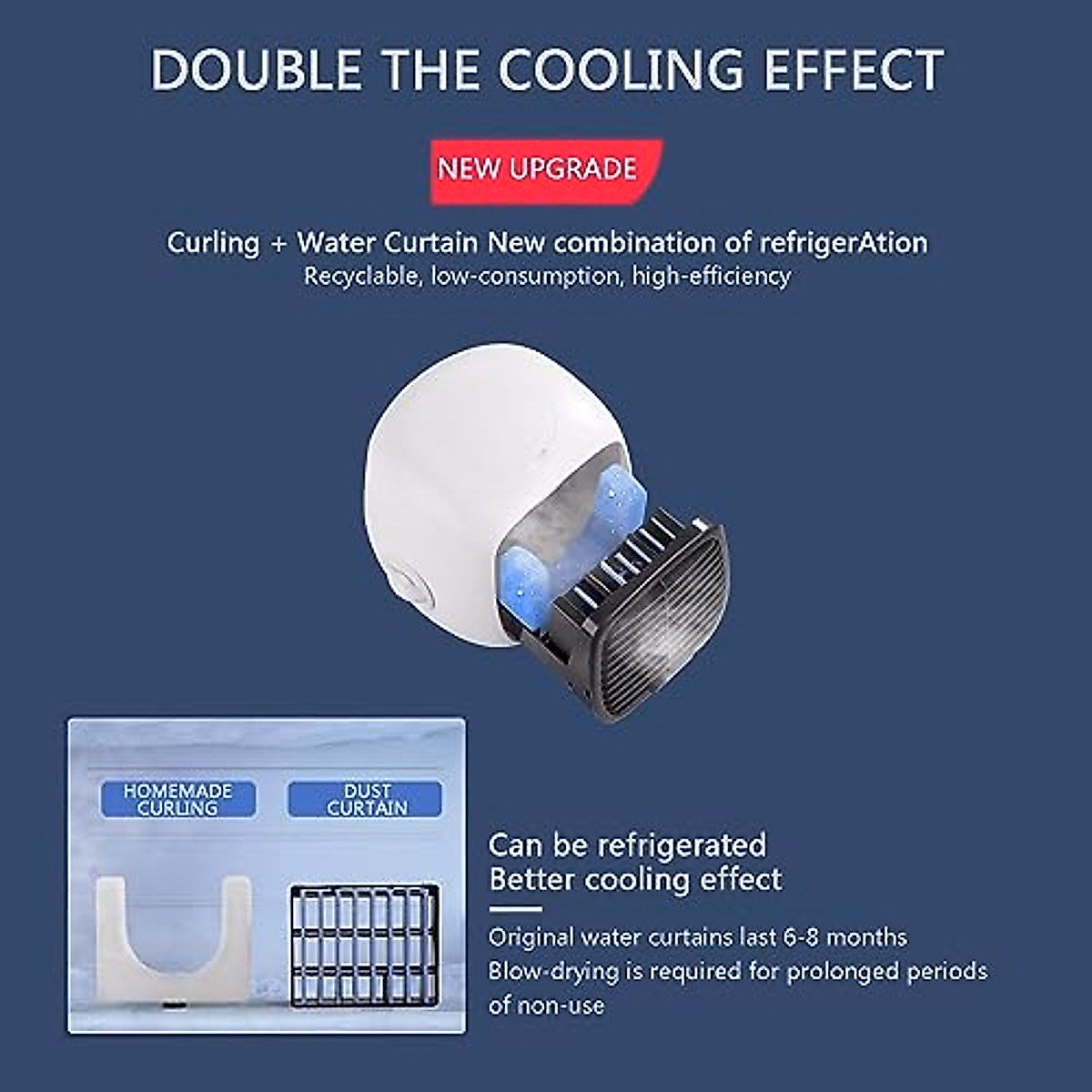 Portable Air Conditioner,Upgraded 4 in 1 Personal， Continuously Viable, USB Desk Evaporative Air Cooler for Home,Bedroom, Office,Camping and Dorm | Easy Installation and Rechargeable