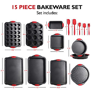 Eatex Baking Sheet Set, 39 PC Baking Pans Set, Cookie Sheets for Baking Nonstick Set, Baking Pan Set, Bakeware Sets, Baking Set with Kitchen Utensils