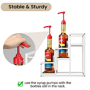 THYGIFTREE Coffee Syrup Rack Organizer Syrup Bottle Holder Stand for Coffee Bar 3-Tier 12 Bottles Storage Shelves for Syrup, Wine, Dressing for Kitchen Coffee Station, White