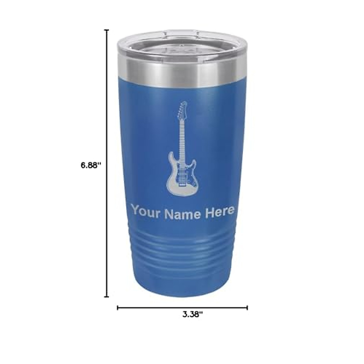 LaserGram 20oz Vacuum Insulated Tumbler Mug, Electric Guitar, Personalized Engraving Included (Dark Blue)