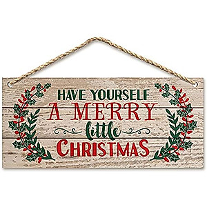 WTTORDE Christmas Door Hanging Sign，Big Wall Wood Winter Decorations Signs，Indoor Outdoor Decorative Ornament for Home, Classroom, Office（7 x 13.8x 0.2 inches）