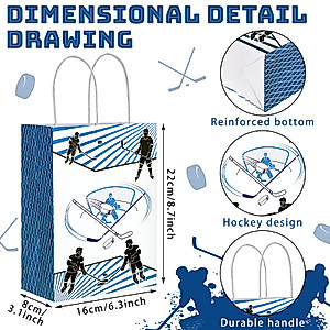 18 Pcs Hockey Paper Gift Bags Hockey Candy Goody Bags Sport Hockey Theme Treat Bags with Handle Hockey Party Favors for Hockey Birthday Party Supplies Decorations Field Hockey Gifts Snack Goodie