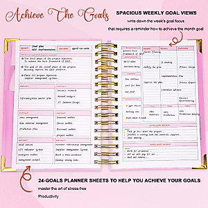 A5 Undated Daily Weekly Monthly Diary Journal Planner Agenda Notebook-Make Your Goals a Reality -Gratitude & Goals 6 Month Hardcover Spiral Bound Journal