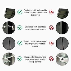 Domi 11x12.5FT Outdoor Storage Shed, Large Size Metal Outdoor Storage Cabinet with Lockable Doors, Windows, Galvanized Steel Storage House for Backyard, Patio, Garden, Lawn, Grey