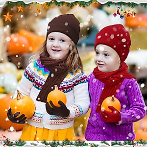 Suhine 18 Pcs Kids Beanies Scarves Gloves Set - Knitted Scarves, Wrap Winter Beanie Hat for Boys Girls 5-10