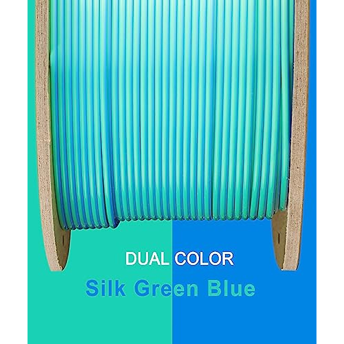 OVERTURE Silk PLA 1.75mm Dual Color Filament, Clog-Free Shiny 3D Printer Filament, 1kg Spool(2.2lbs), Dimensional Accuracy +/- 0.03 mm, Fit Most FDM Printer(Silk Green-Blue)