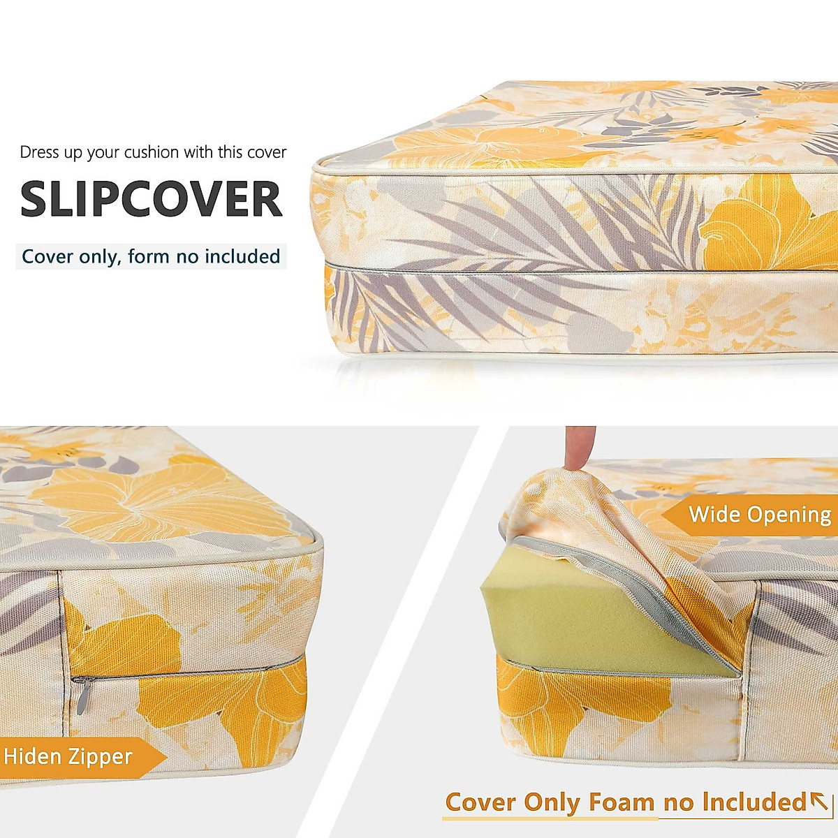 Porch Shield Outdoor Cushion Slipcovers Patio Chair Seat Cushion Covers Set 4 Waterproof Fade Resistant 20 x 18 x 4 inch, Summer Blossom