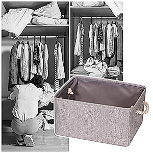 TENABORT 6 Pack Large Storage Basket Bin, Foldable Fabric Storage Cube Box Canvas Collapsible Cloth Organizer Containers with Handles for Home Office Clothes Closet, Gray