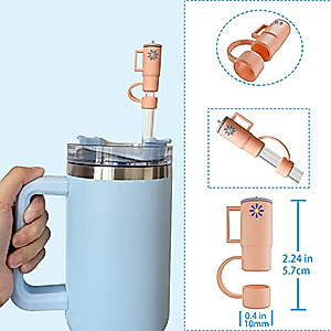 Straw Covers Cap for Stanley Cup, 4Pcs Silicone Straw Topper Compatible with Stanley 40&30 Oz Tumbler with Handle, Straw Covers for Reusable Straws, Straw Tip Covers for Stanley Cups Accessories