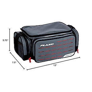 Plano Weekend Series 3500 Tackle Case, Gray Fabric, Includes 2 Stowaway Storage Boxes, Small Soft Fishing Tackle Bag for Baits & Lures, MOLLE Attachments, Charcoal