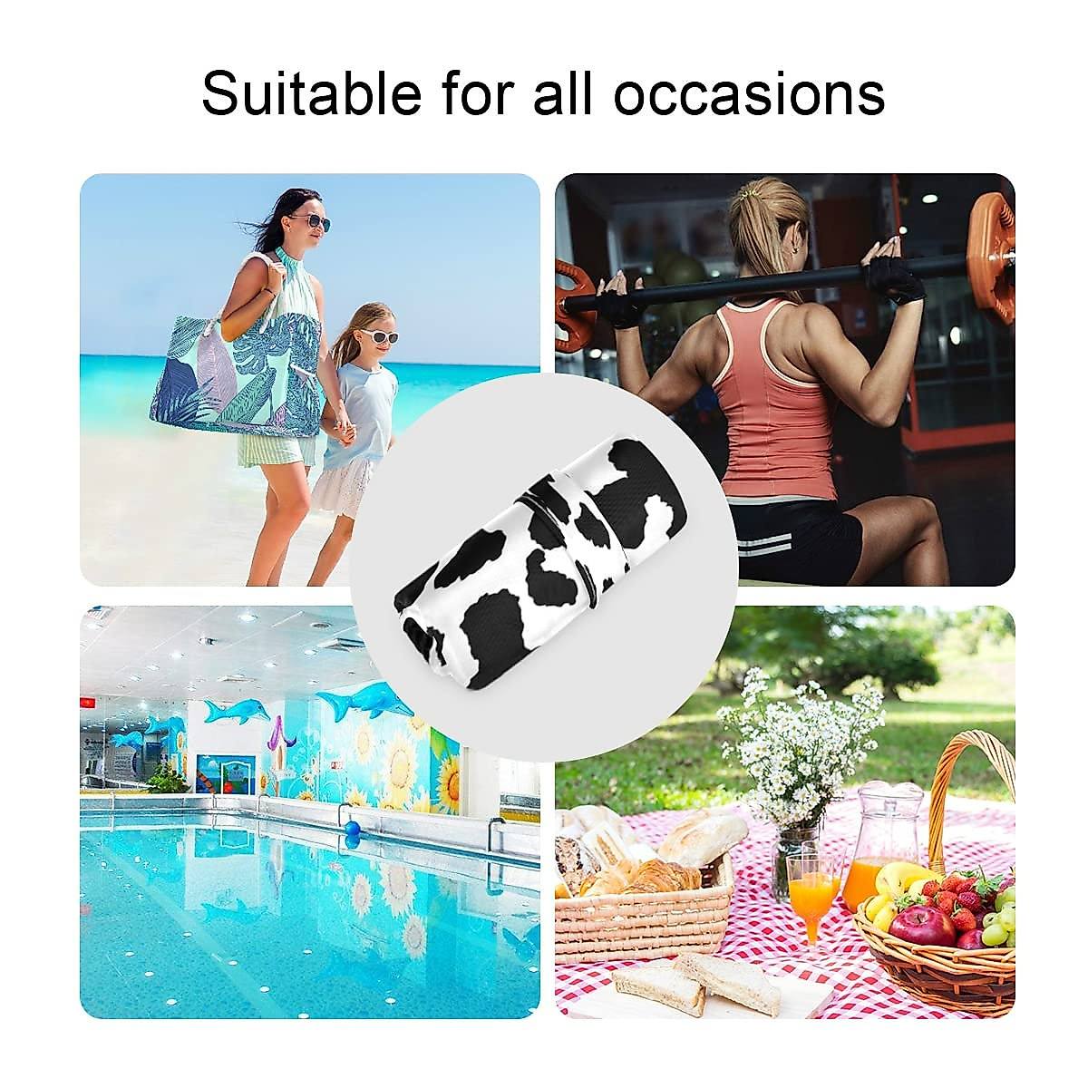 2pcs Wet Dry Bag Black Animal Cow Print Cloth Diaper Bags Waterproof Wet Bags Washable Wet Dry Organizer Pouch with Two Zippered Pockets for Swimsuits Travel Hiking Baby Stroller