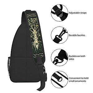 Hicyyu Tree And Life In Norse Outdoor Crossbody Shoulder Bag For Unisex Young Adult Hiking Sling Backpack