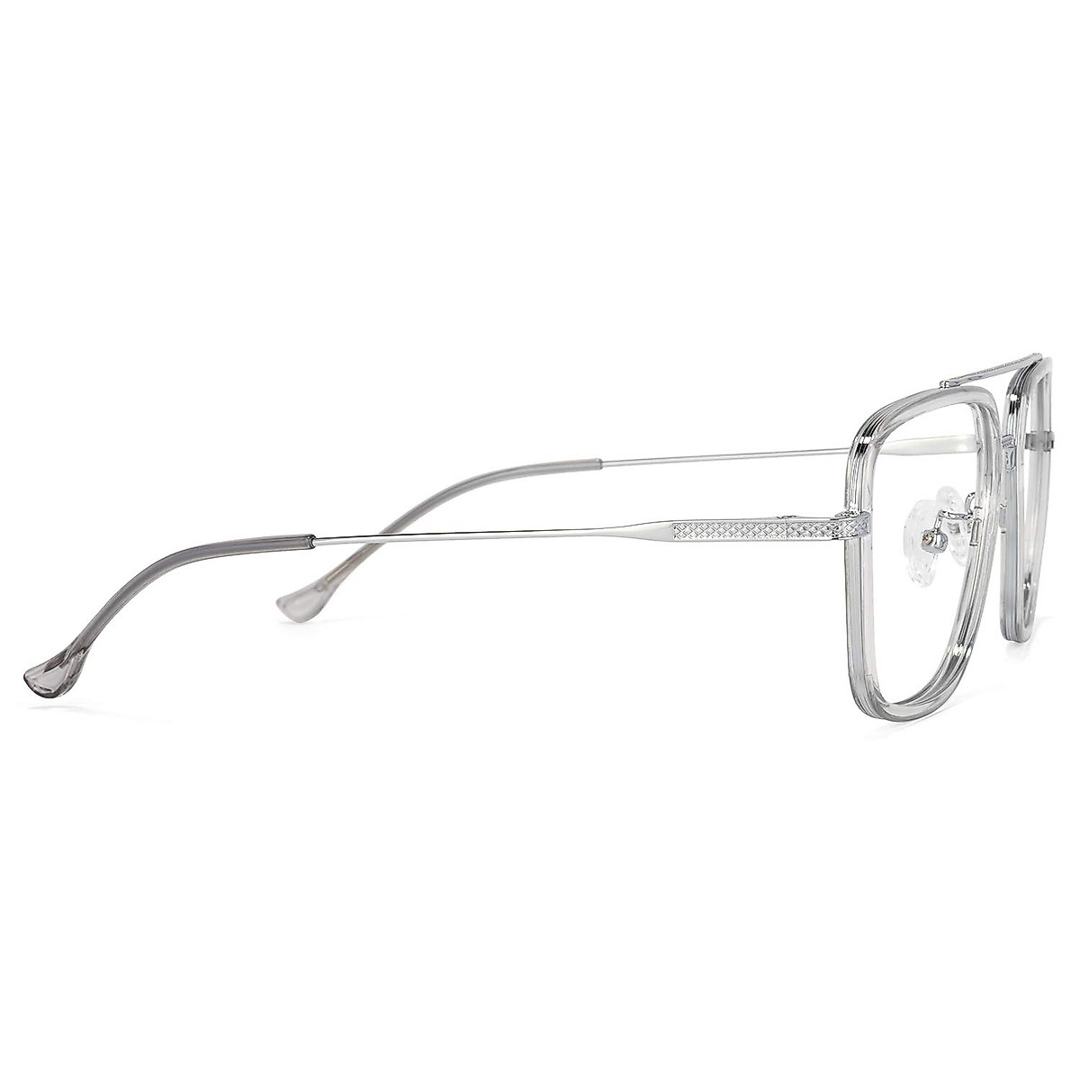 Zeelool Unisex Retro Metal Aviator Eyeglasses Frame for Women Men with Non-prescription Clear Lenses Nayeli Gray-Silver