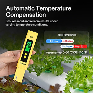 VIVOSUN Digital PH Meter for Water, 0.05ph High Accuracy Pen Type PH Tester for Hydroponics, Household Drinking, Pool and Aquarium
