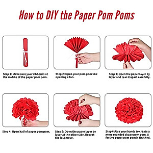 4th of July Decorations Independence Day Patriotic Decor Set - Red White Blue Paper USA Banner Flag Fans Star Streamer Pom Poms for Memorial Veterans Labor Presidents Flag Day Home Parties Accessories